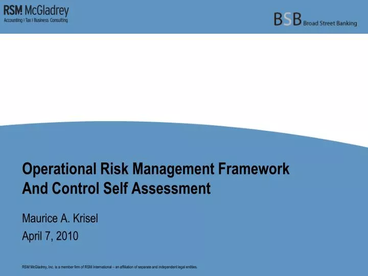 PPT - Operational Risk Management Framework And Control Self Assessment ...