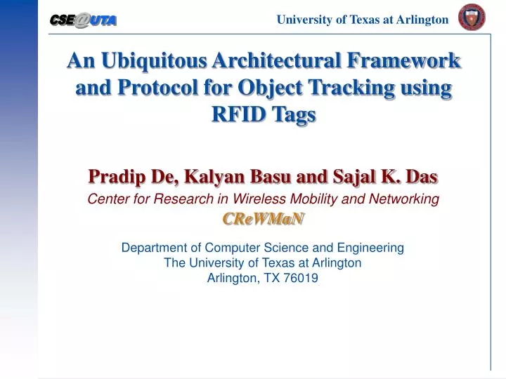 Ppt An Ubiquitous Architectural Framework And Protocol For Object Tracking Using Rfid Tags