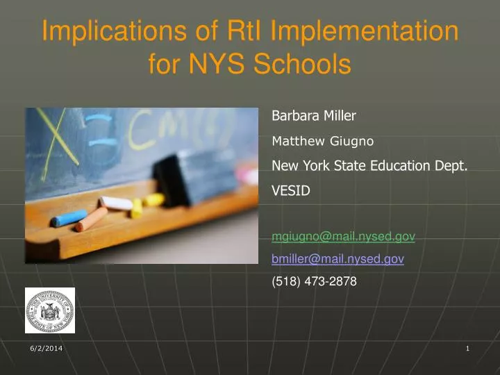 PPT - Implications of RtI Implementation for NYS Schools PowerPoint ...