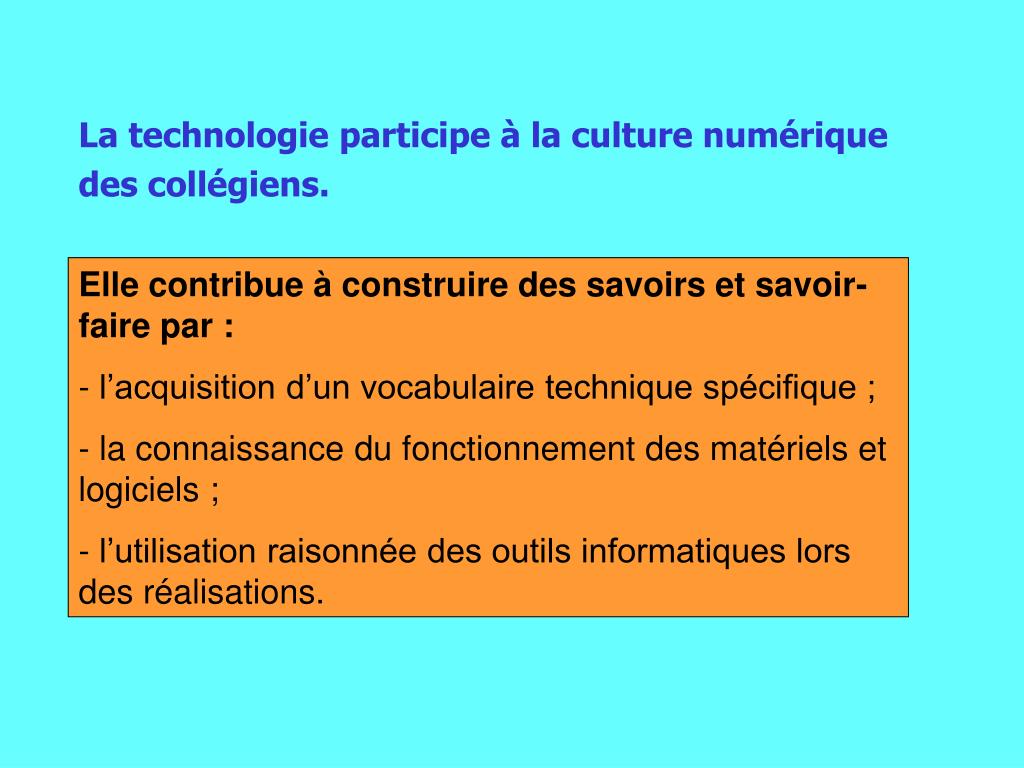 PPT - LES NOUVEAUX PROGRAMMES DE TECHNOLOGIE AU COLLEGE PowerPoint ...
