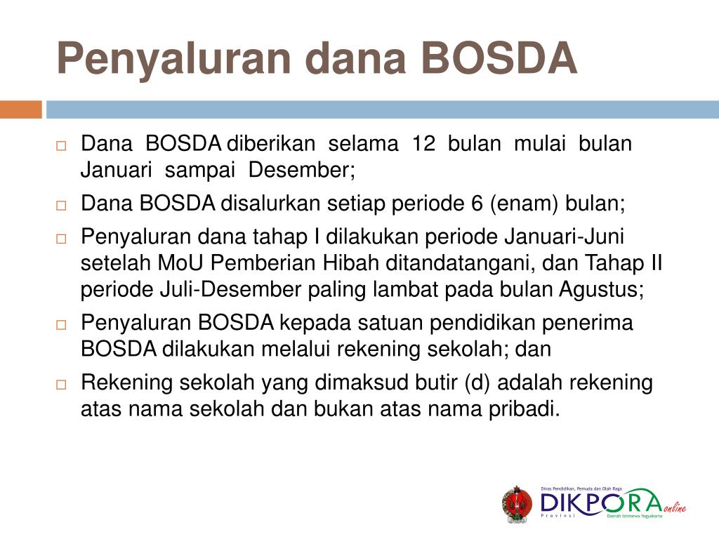 PPT - BANTUAN OPERASIONAL SEKOLAH DAERAH (BOSDA) PROVINSI DAERAH ...