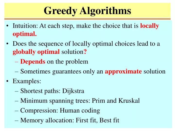 PPT Greedy Algorithms PowerPoint Presentation Free Download ID 845400