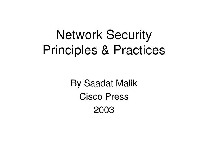 PPT - Network Security Principles & Practices PowerPoint Presentation ...
