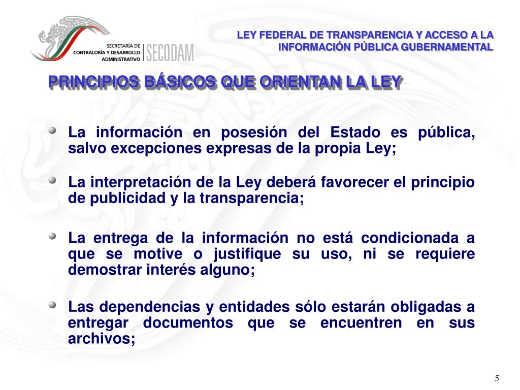 PPT - LEY FEDERAL DE TRANSPARENCIA Y ACCESO A LA INFORMACIÓN PÚBLICA ...