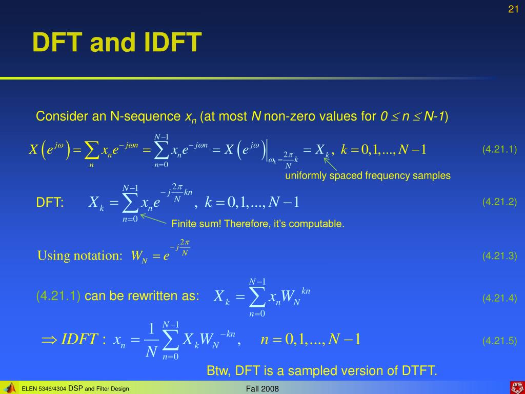 PPT - Lecture 4: Frequency domain representation, DTFT, IDTFT, DFT ... PPT - Lecture 4: Frequency domain representation, DTFT, IDTFT, DFT ...