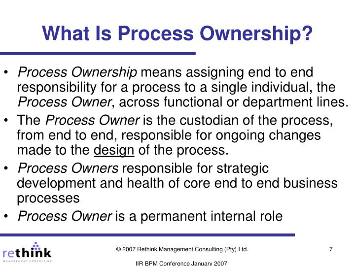 PPT - Process Ownership Kem Tissiman Managing Director Rethink ...
