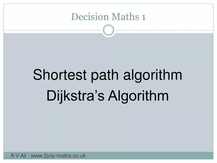 PPT - Decision Maths 1 PowerPoint Presentation, free download - ID:854013