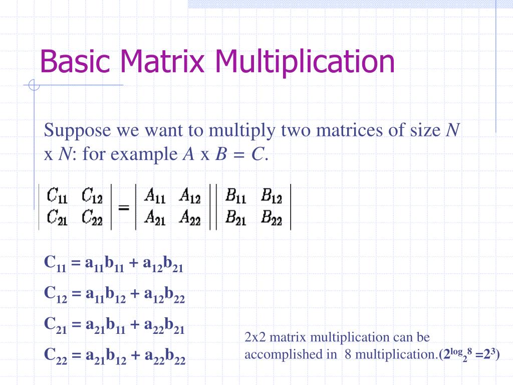 PPT Strassen s Matrix Multiplication PowerPoint Presentation Free