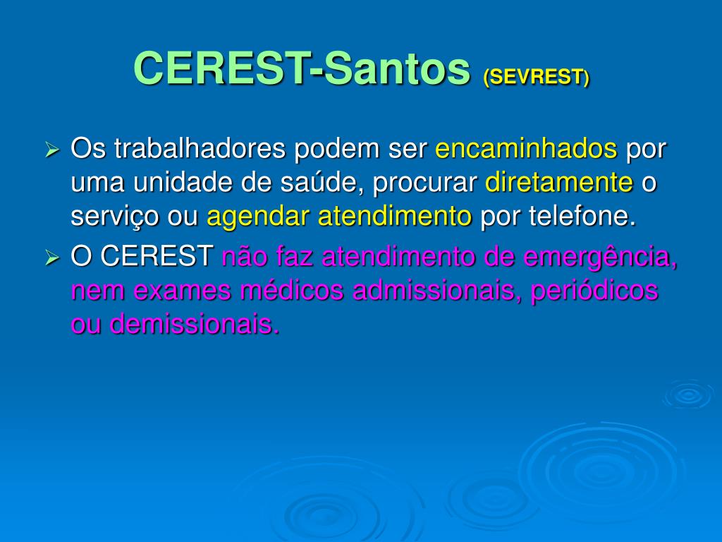 PPT - CEREST-Santos (SEVREST) Centro de Referência em Saúde do ...