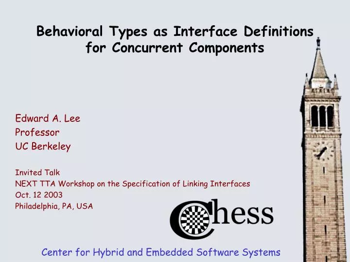 Ppt Behavioral Types As Interface Definitions For Concurrent