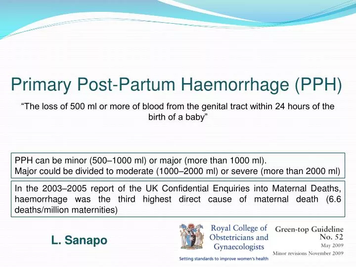 PPT - Primary Post-Partum Haemorrhage (PPH) PowerPoint Presentation ...
