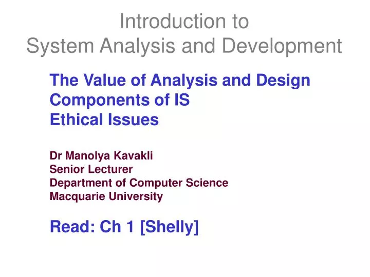 PPT - Introduction to System Analysis and Development PowerPoint ...