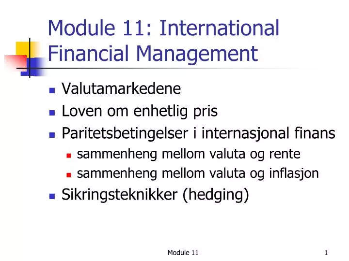 PPT - Module 11: International Financial Management PowerPoint ...