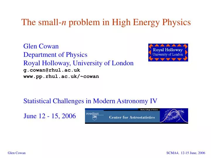 PPT - The small- n problem in High Energy Physics PowerPoint ...