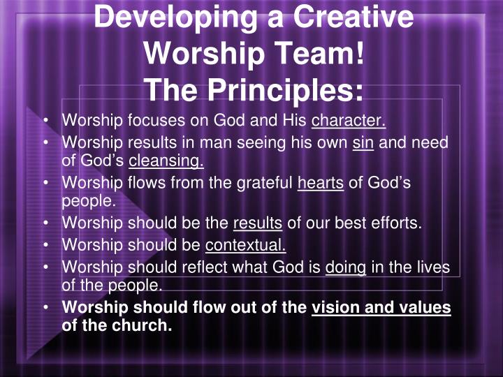 PPT - Developing a Creative Worship Team! PowerPoint Presentation - ID ...