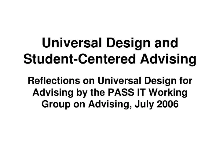 PPT - Universal Design and Student-Centered Advising PowerPoint Presentation - ID:866057