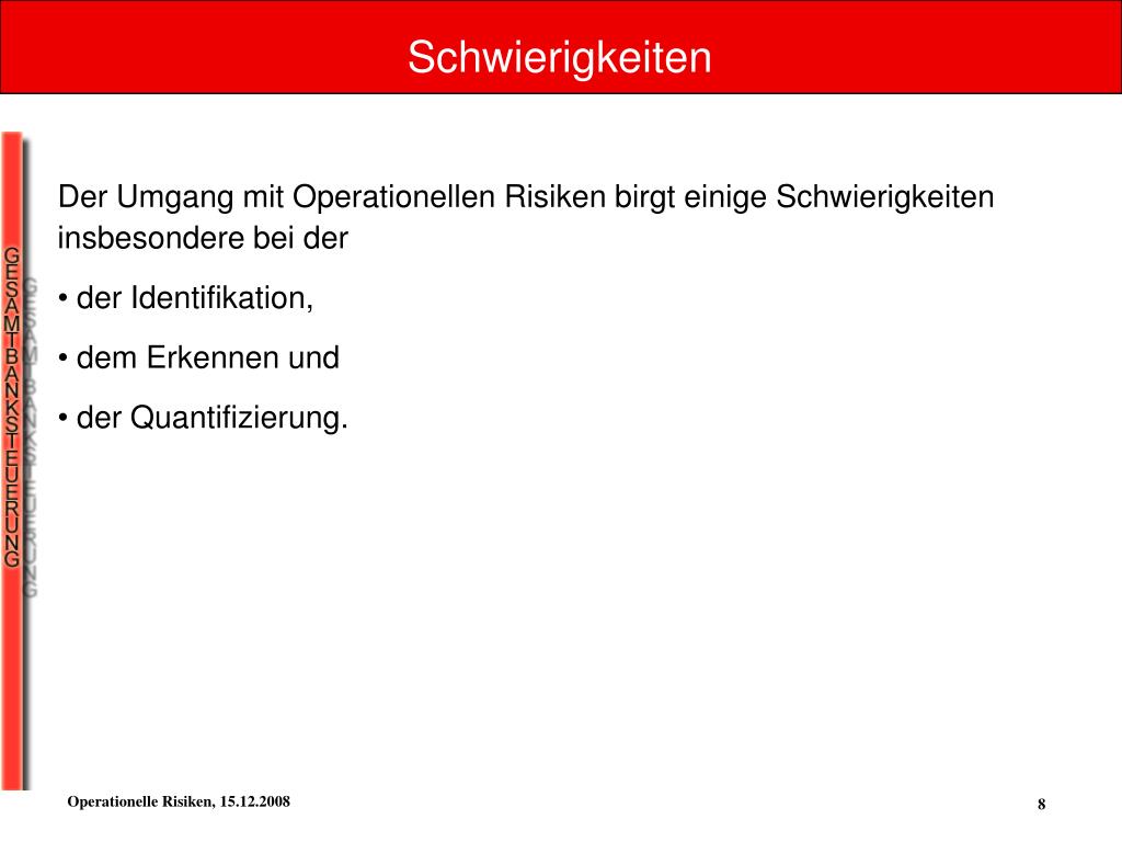 PPT - Vorlesung Gesamtbanksteuerung Operationelle Risiken Marcus ...