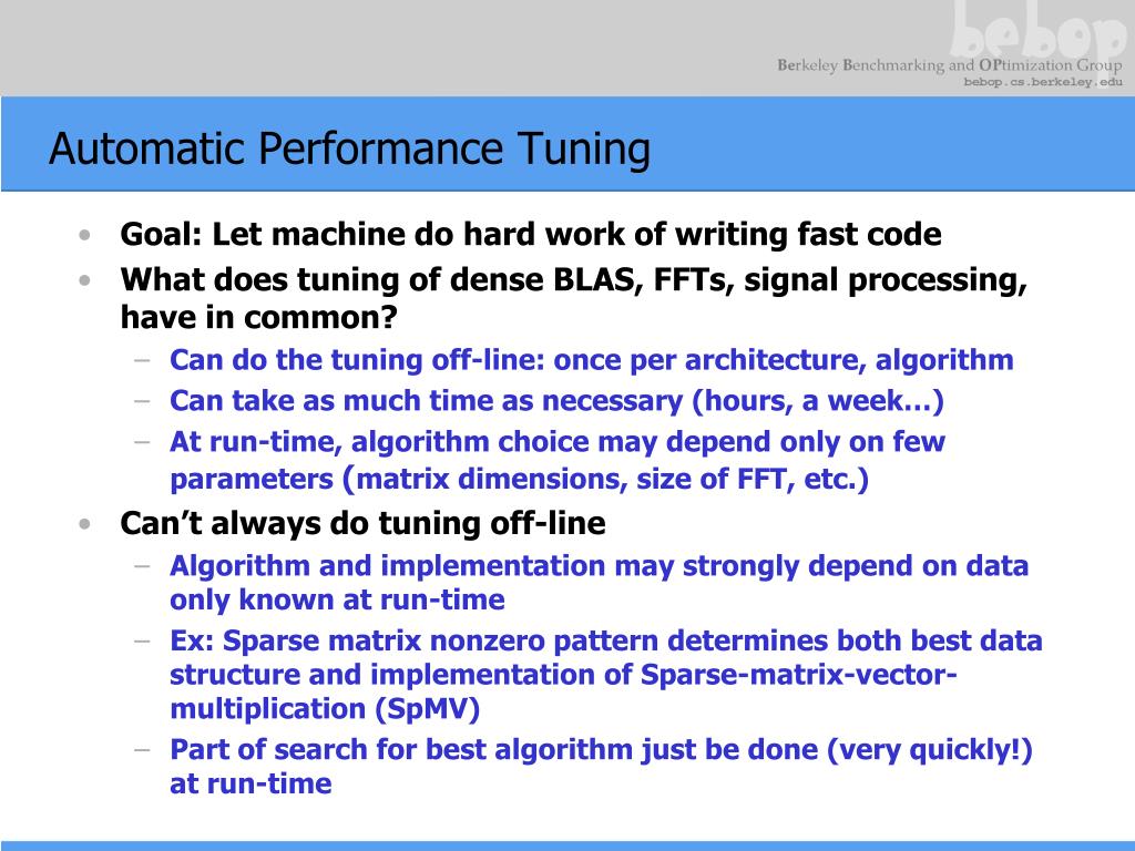 Ppt Automatic Performance Tuning Of Sparse Matrix Vector Multiplication Spmv And Iterative