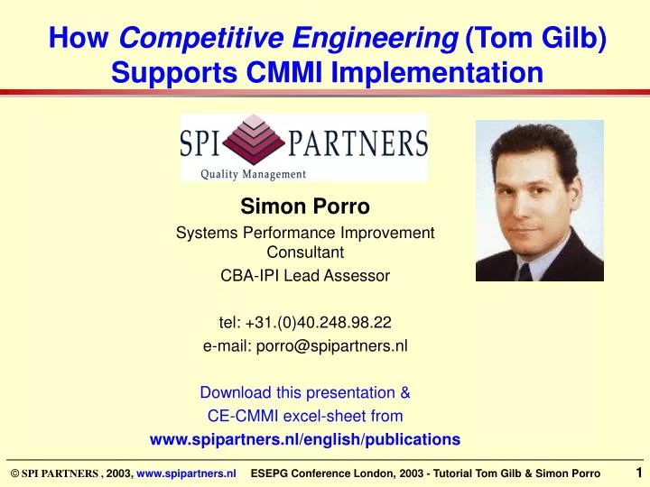 PPT - How Competitive Engineering (Tom Gilb) Supports CMMI ...