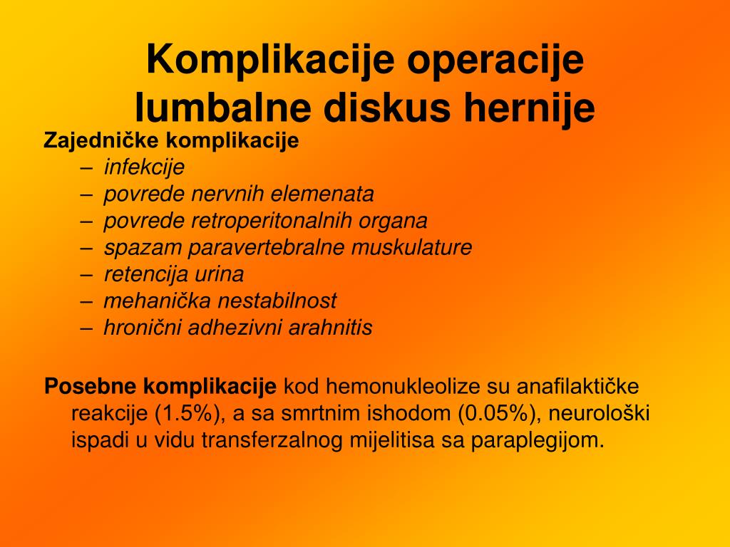 PPT - Racionalne indikacije za neurohirur ško lečenje lumbaln e diskus ...