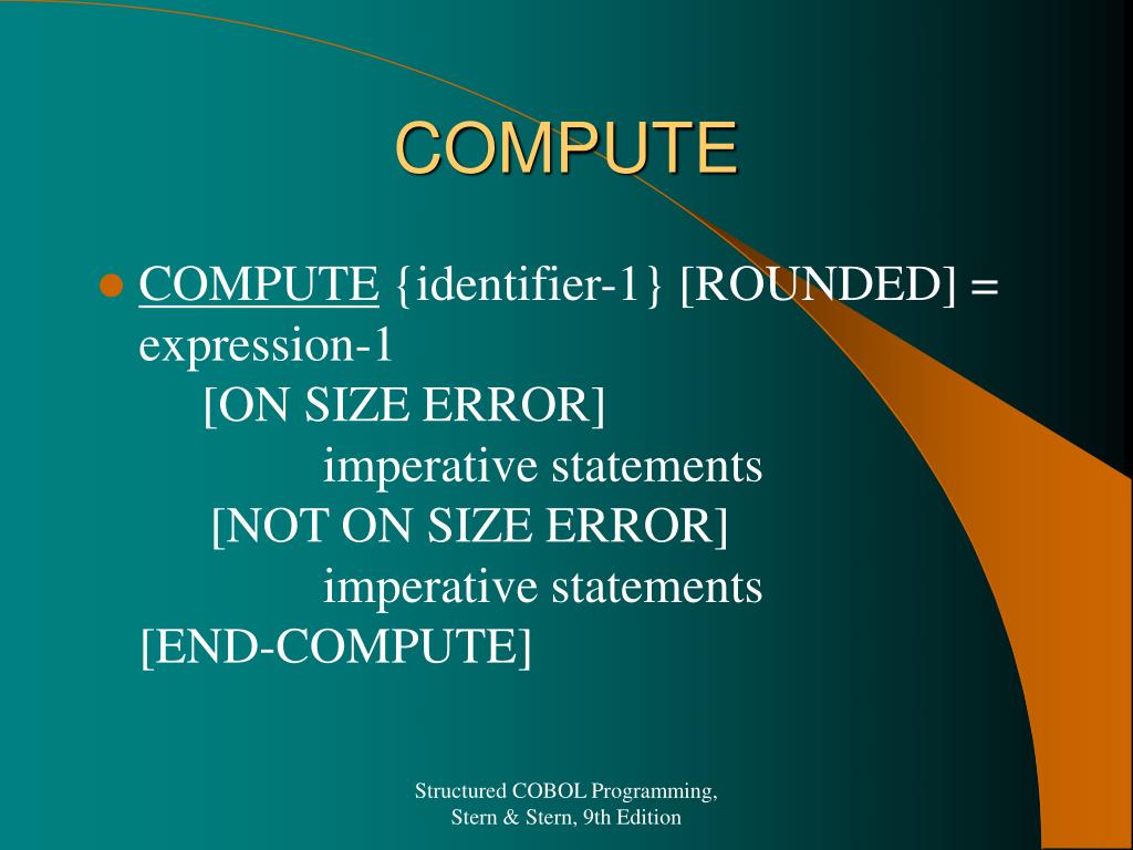 Ppt Chapter 7 Computing In Cobol The Arithmetic Verbs And Intrinsic Functions Powerpoint