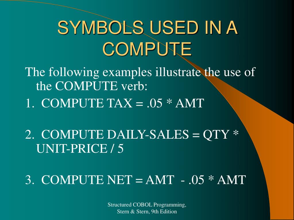 Ppt Chapter 7 Computing In Cobol The Arithmetic Verbs And Intrinsic Functions Powerpoint