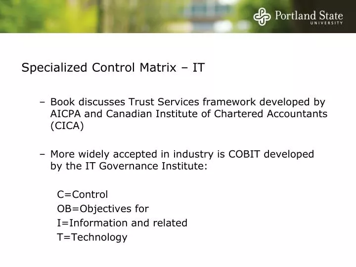 PPT - Specialized Control Matrix – IT PowerPoint Presentation, free ...