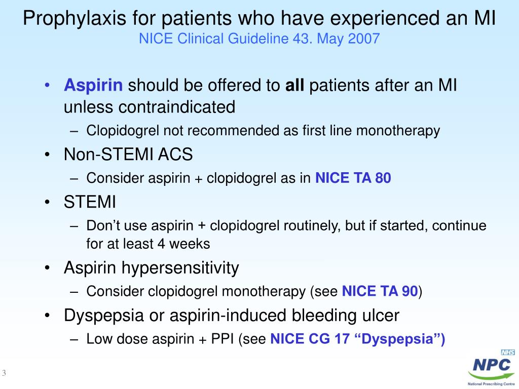 Ppt Secondary Prevention Of Myocardial Infarction Mi Drug Therapy