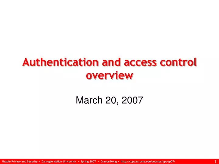 PPT - Authentication and access control overview PowerPoint ...