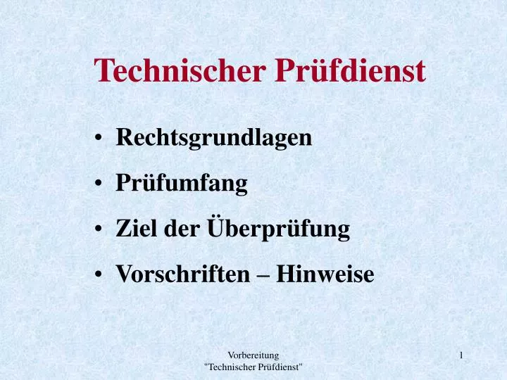 PPT - Technischer Prüfdienst PowerPoint Presentation, free download ...