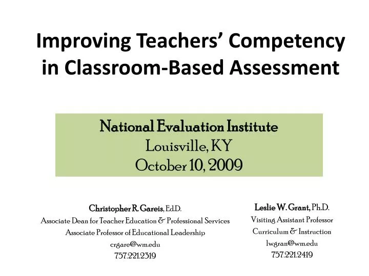 PPT - Improving Teachers’ Competency in Classroom-Based Assessment ...