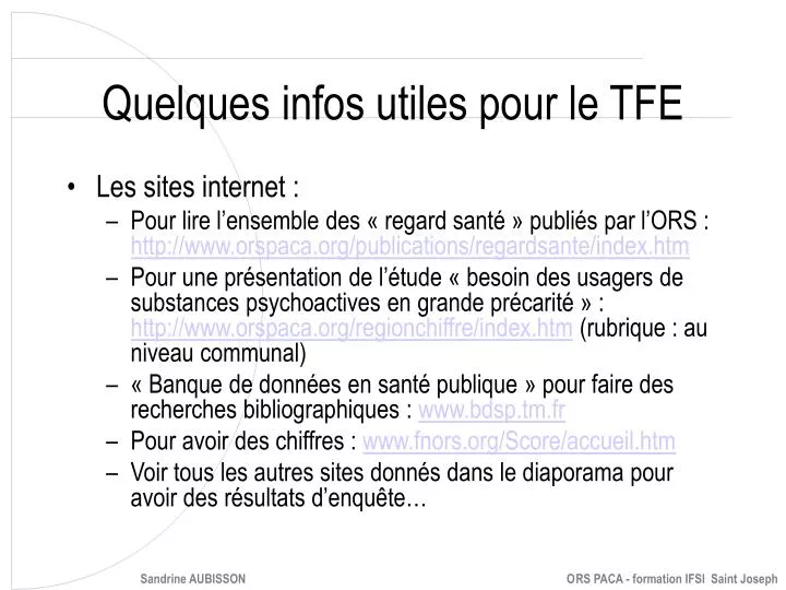 PPT - Quelques infos utiles pour le TFE PowerPoint Presentation, free download - ID:878328