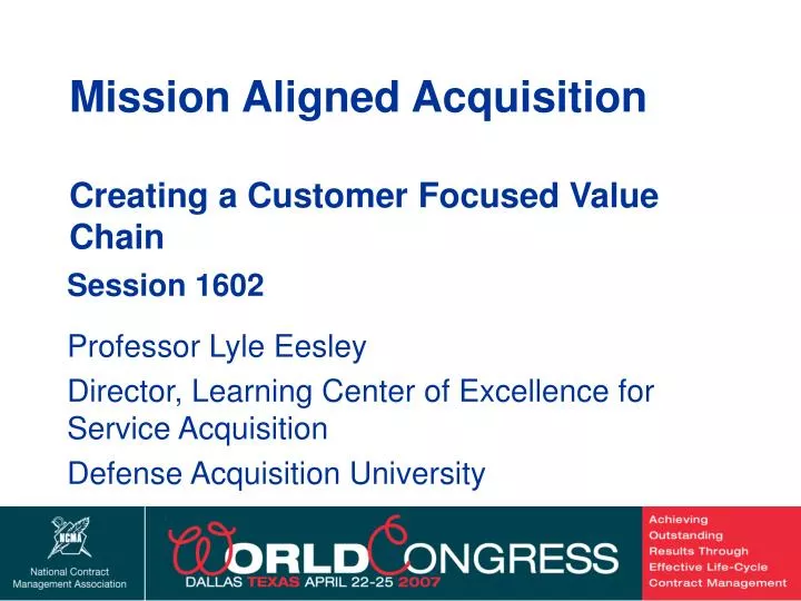 PPT - Mission Aligned Acquisition Creating a Customer Focused Value ...
