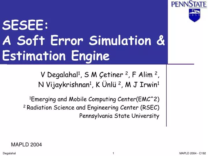 Ppt Sesee A Soft Error Simulation And Estimation Engine Powerpoint Presentation Id883523