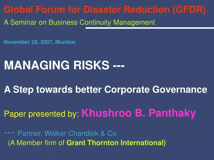 PPT - Global Forum for Disaster Reduction (GFDR) PowerPoint ...