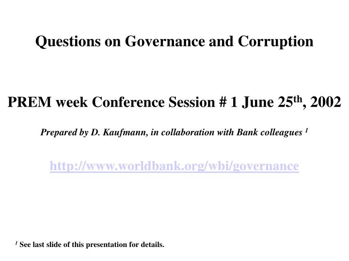 PPT - Questions on Governance and Corruption PowerPoint Presentation ...