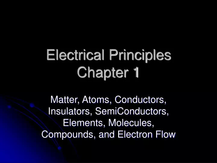 Ppt Electrical Principles Chapter 1 Powerpoint Presentation Free