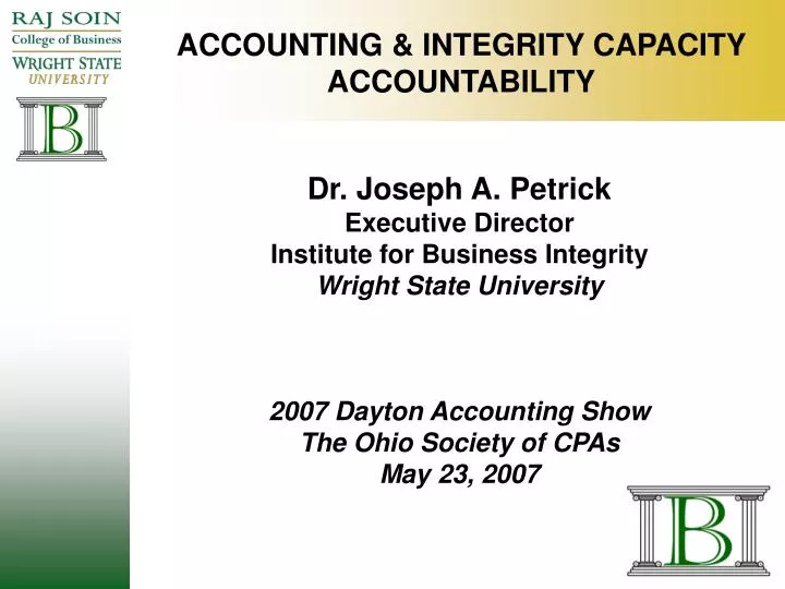 PPT - ACCOUNTING & INTEGRITY CAPACITY ACCOUNTABILITY PowerPoint ...