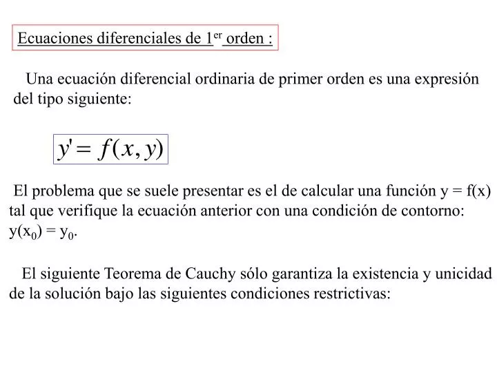 PPT - Ecuaciones diferenciales de 1 er orden : PowerPoint Presentation ...