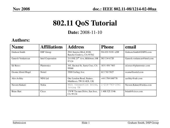 PPT - 802.11 QoS Tutorial PowerPoint Presentation, free download - ID:908131
