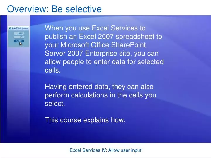 PPT - Overview: Be selective PowerPoint Presentation, free download ...