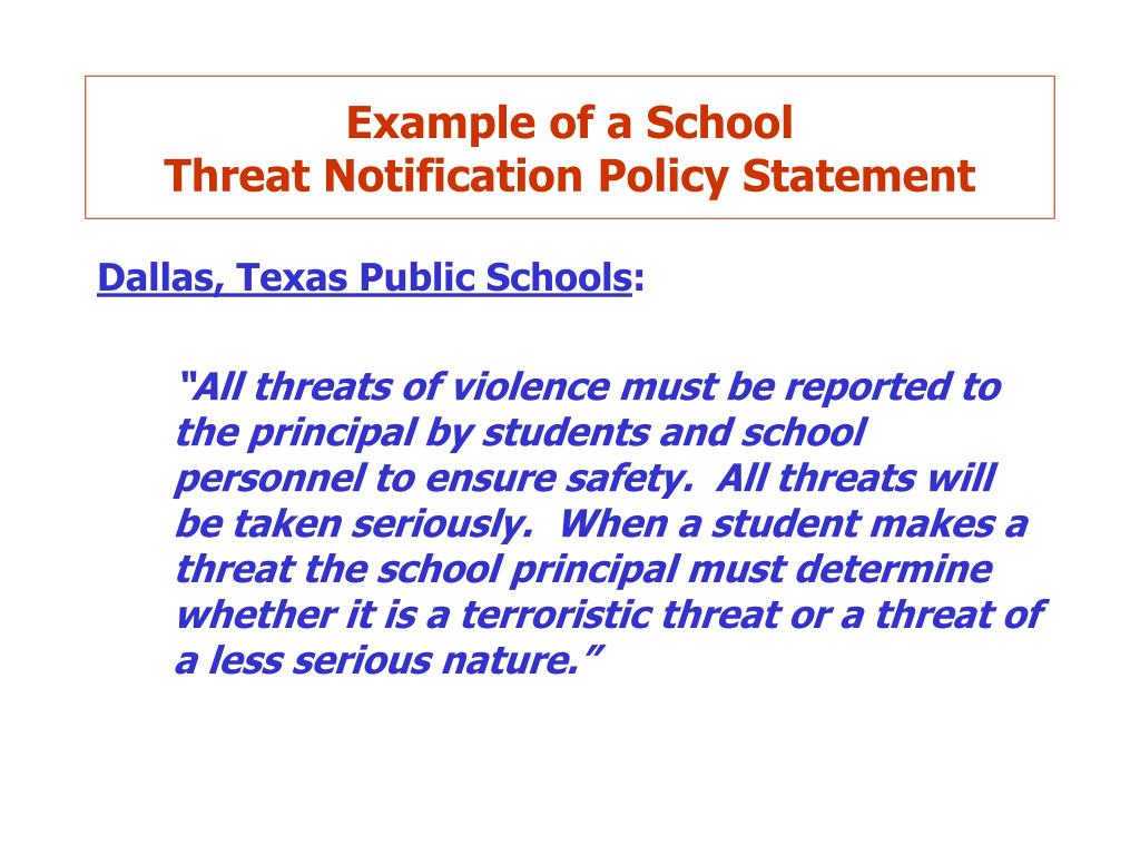 PPT - Developing School Threat Notification Policies that Fit School ...