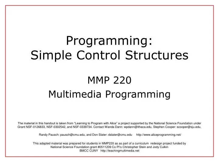 PPT - Programming: Simple Control Structures PowerPoint Presentation ...