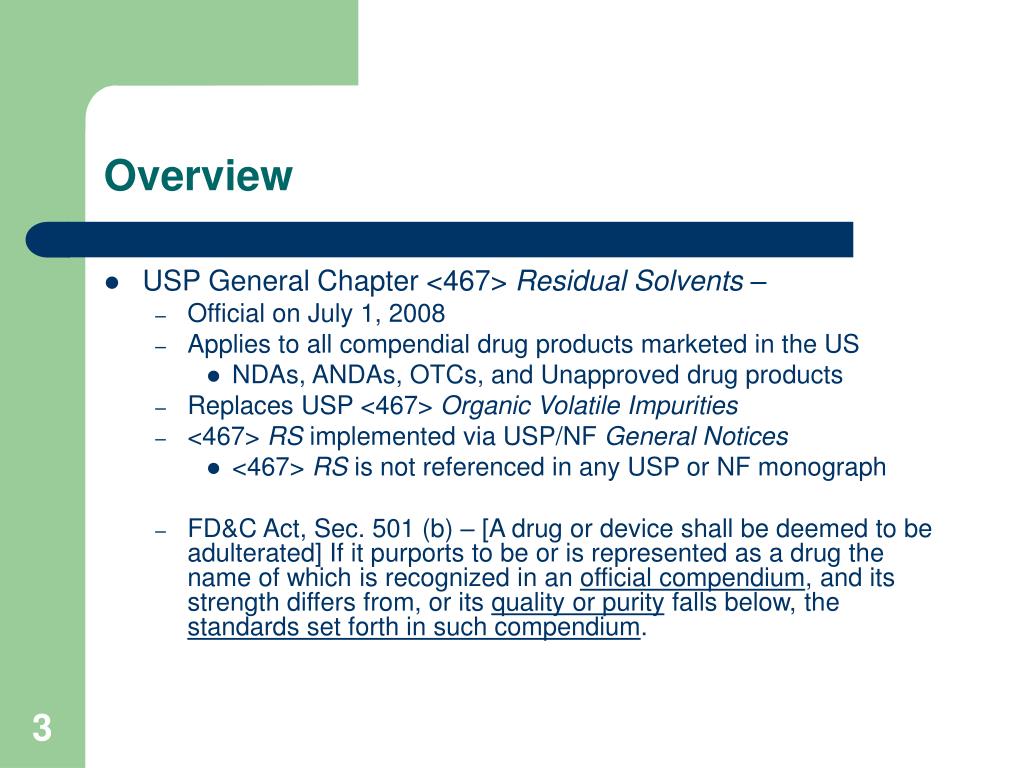 PPT - USP “Hot Topics” - USP Residual Solvents, USP Glycerin Monograph ...