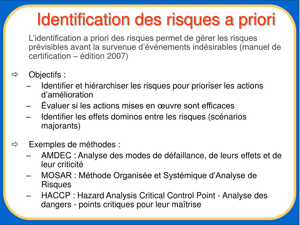 PPT - Gestion des risques : principes, outils et applications dans 3 ...