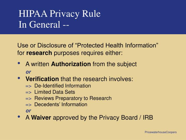 PPT - Impact of the HIPAA Privacy Rule on Human Subject Research ...