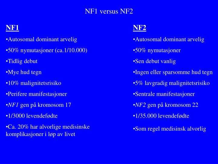 PPT - Nevrofibromatose type 1 (NF1) og Nevrofibromatose type 2 (NF2 ...