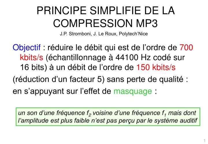 PPT - PRINCIPE SIMPLIFIE DE LA COMPRESSION MP3 PowerPoint Presentation ...