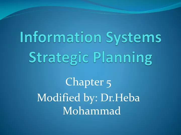 PPT - Information Systems Strategic Planning PowerPoint Presentation ...