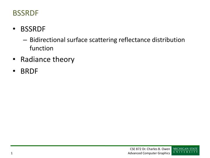 PPT - BSSRDF PowerPoint Presentation, free download - ID:920815